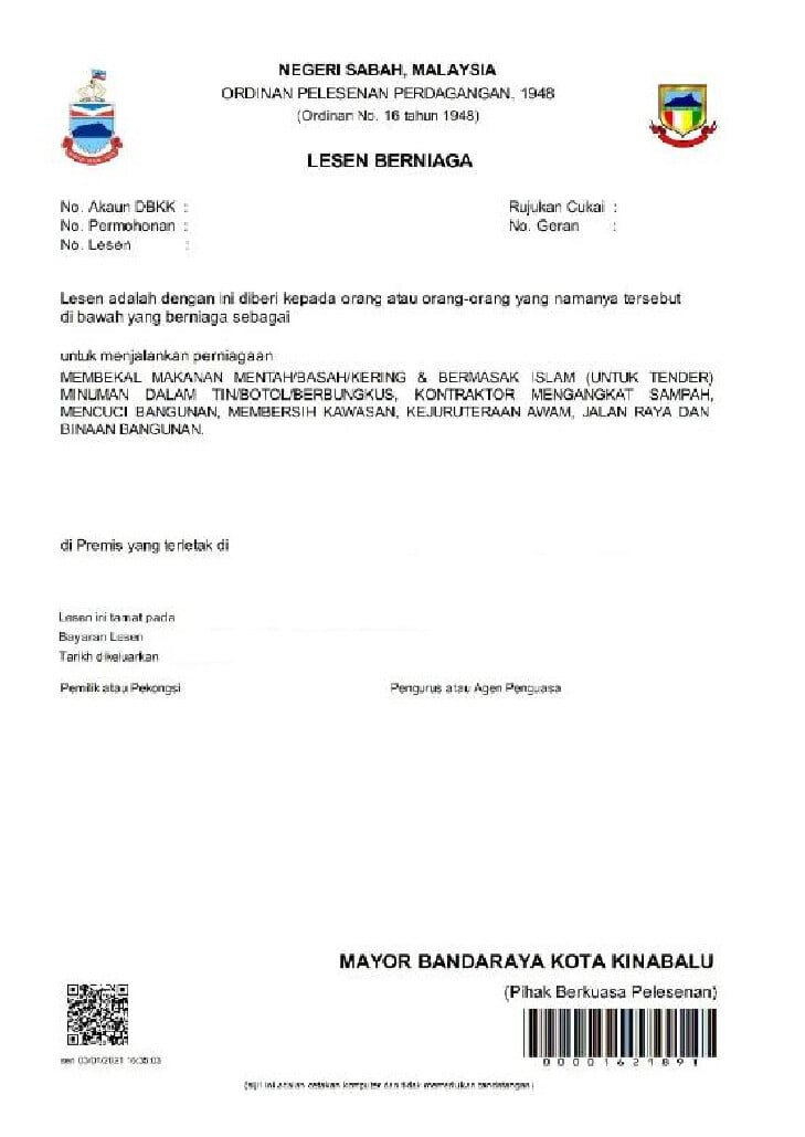 Full list of required documents for submission